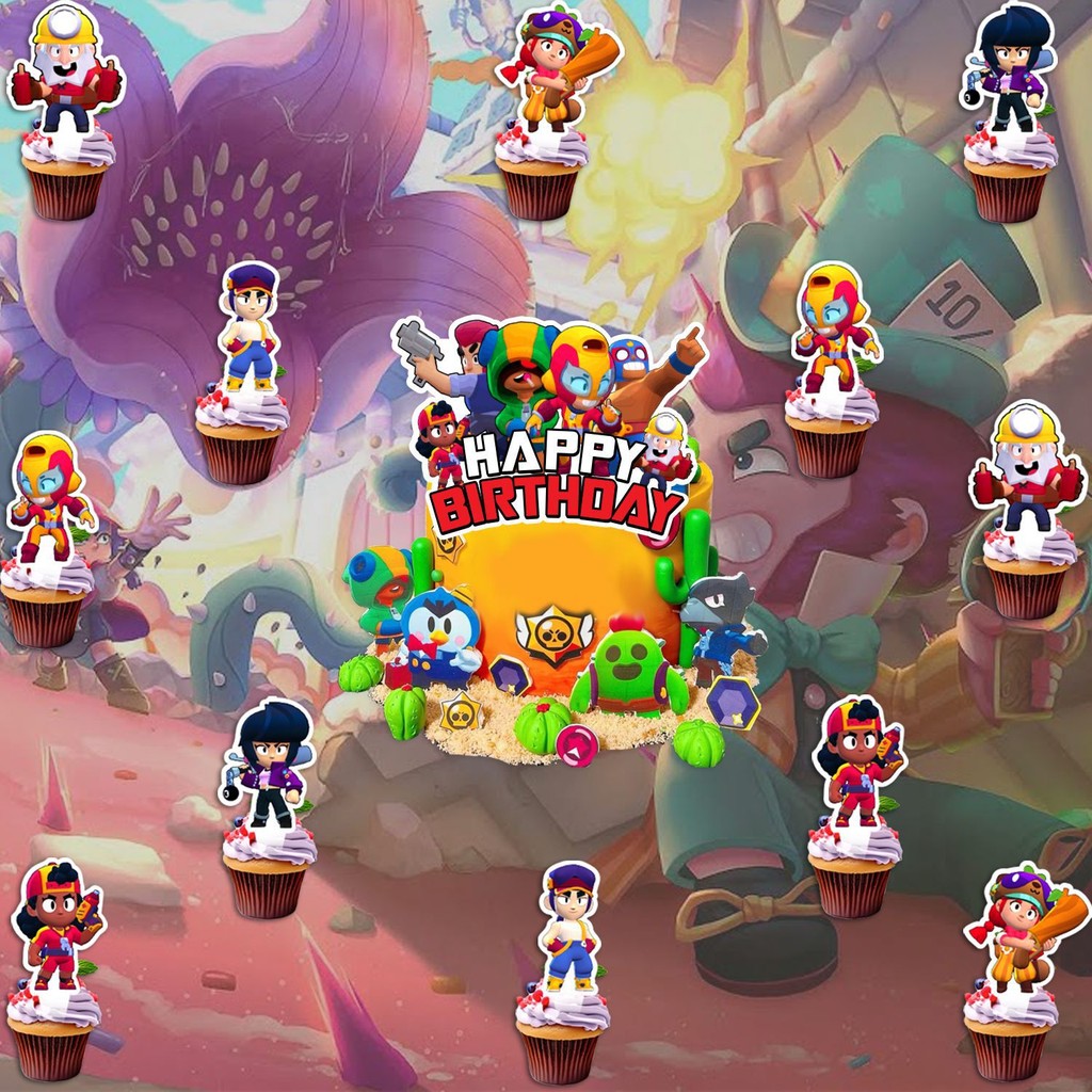 Brawl Stars Themed Decoration Birthday Party Banner Balloon Caketopper ...