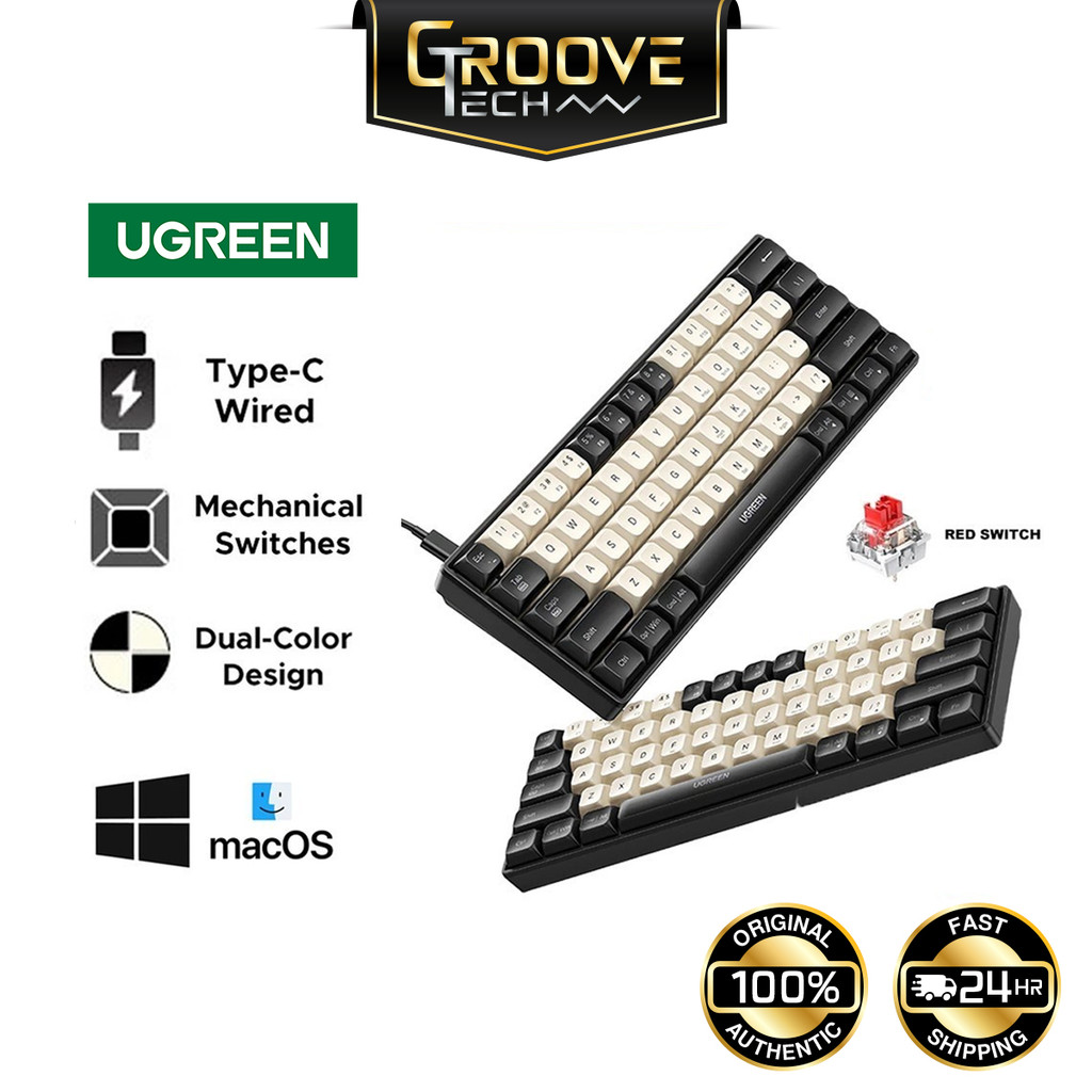UGREEN USB Mini Wired Mechanical Keyboard Red Switch Dual Colour ...