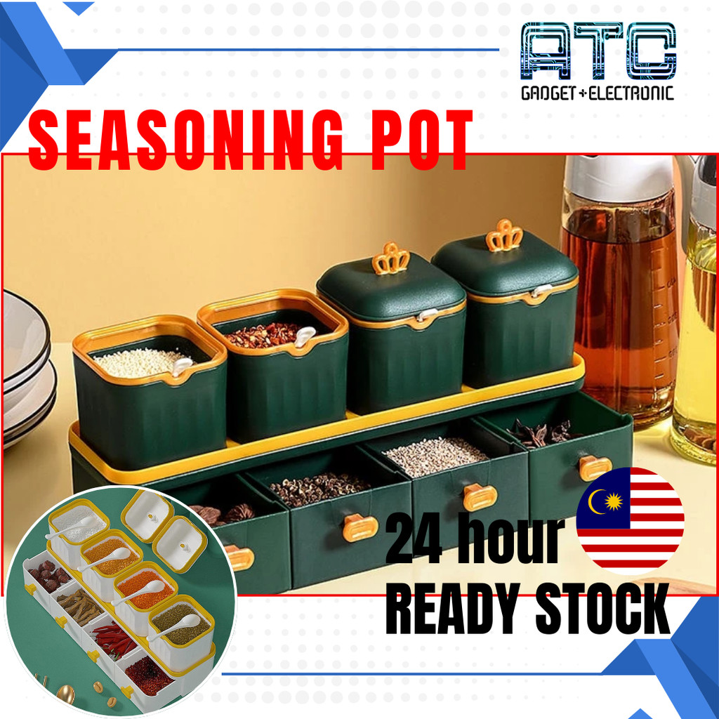 ATC Set Bekas Rempah Laci 2 Tingkat Berpenutup | Kotak Rempah Gula ...