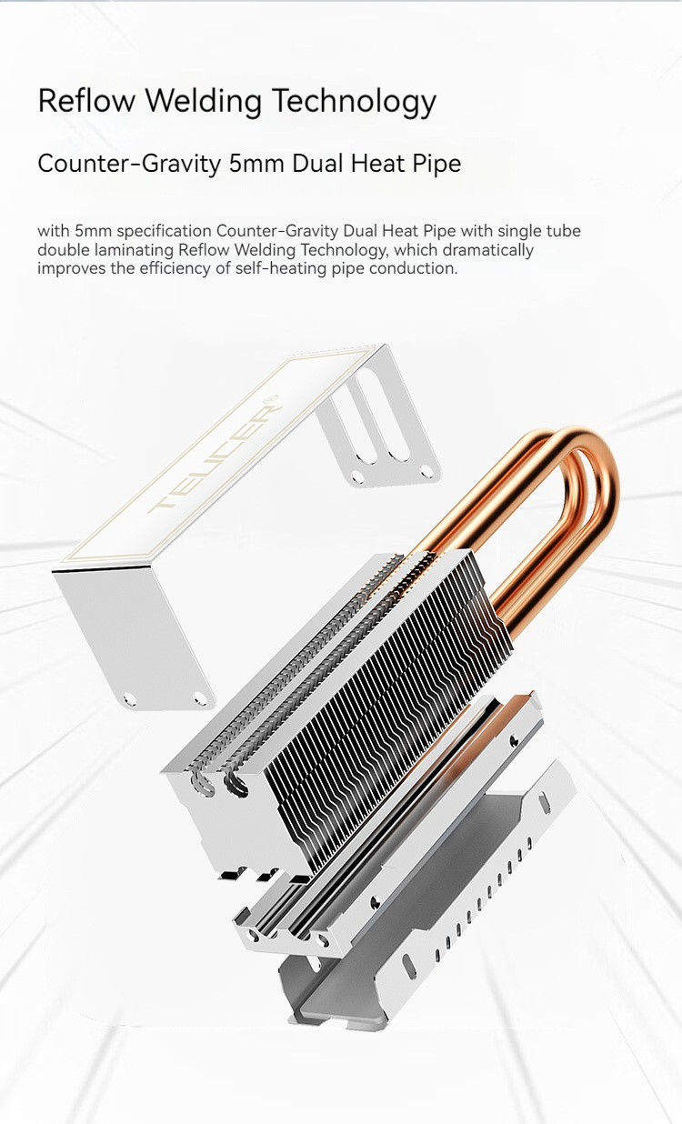 TEUCER M2-10 Dual Heat Pipe Heatsink M.2 2280 NVMe SSD Cooler with ...