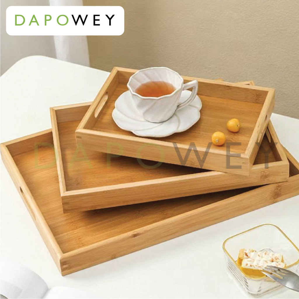 DW Dulang Kayu Buluh Jepun Sarapan Kuih Raya Nordic Wooden Tray Makanan ...