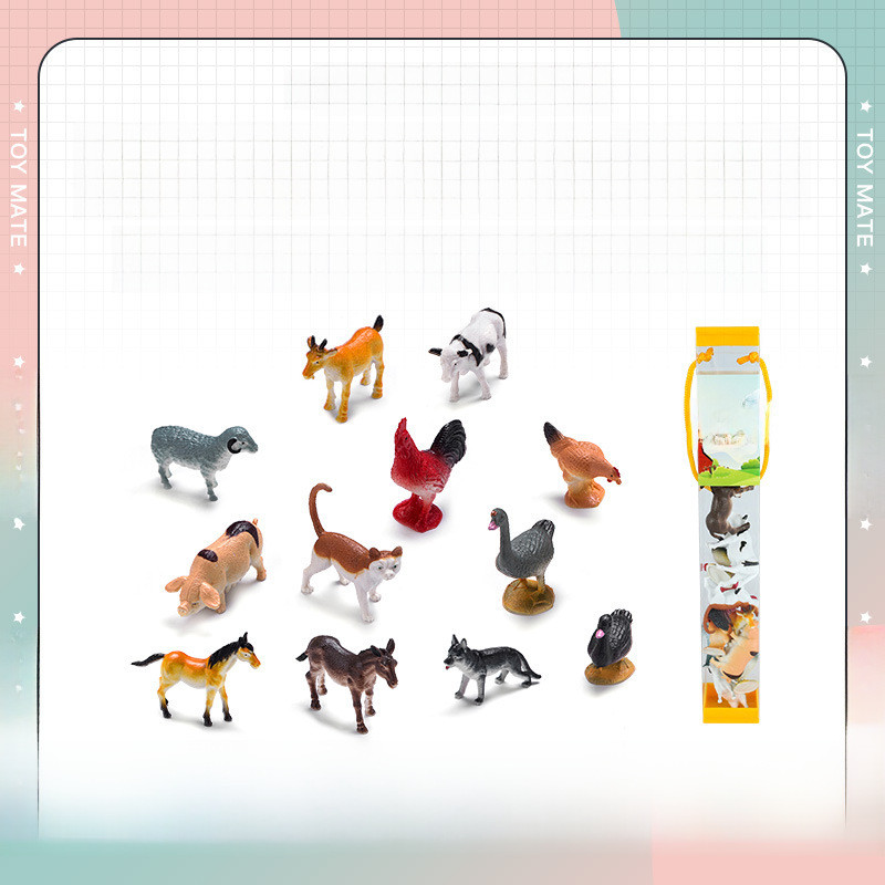 Simulation PVC Animal Model Toy Farm Poultry Chicken Cow Early Childhood Educational Toy Square ...