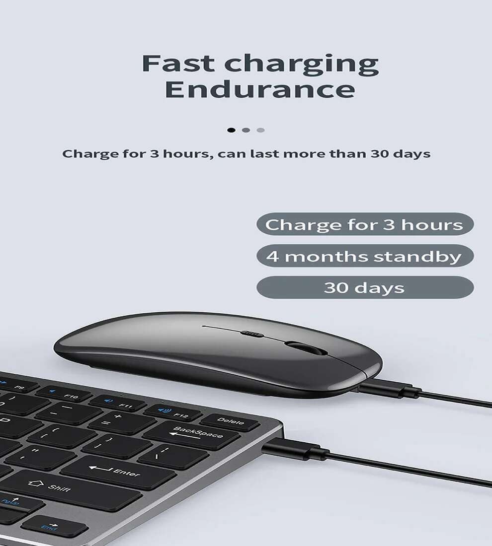 Jomaa Bluetooth Usb Silent Click Keyboard And Mouse Combo Dual Mode Rechargeable Wireless