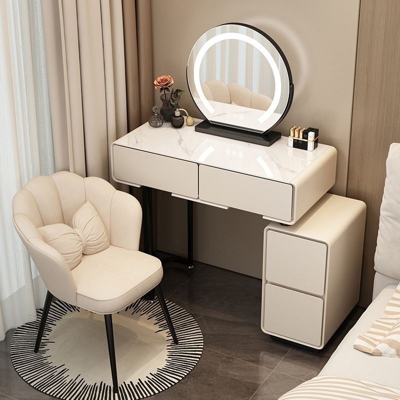 Modern Minimalist Vanity Table, Cream Style Makeup Desk, Small Space ...