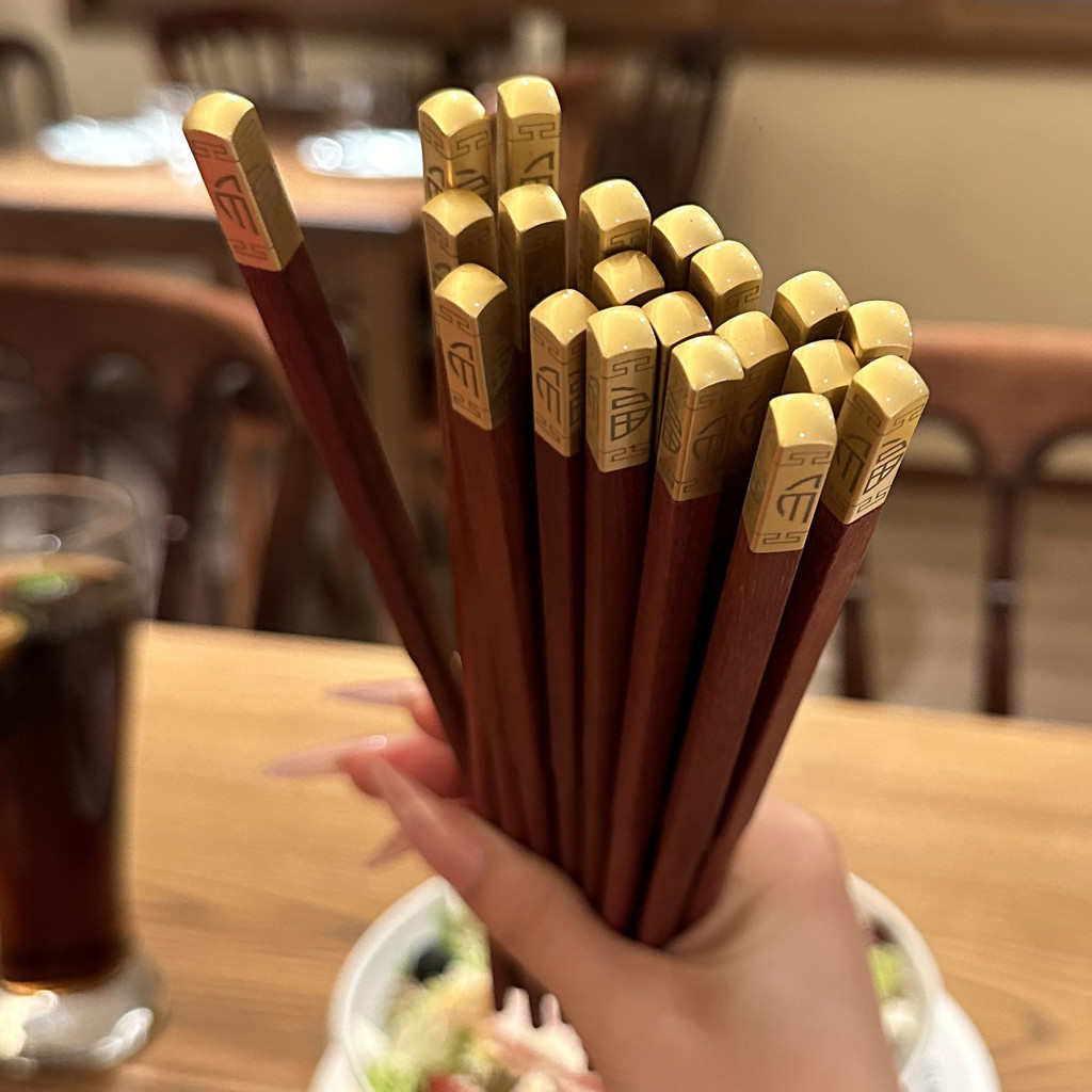 High end Rosewood chopsticks gold headed solid wood chopsticks ...