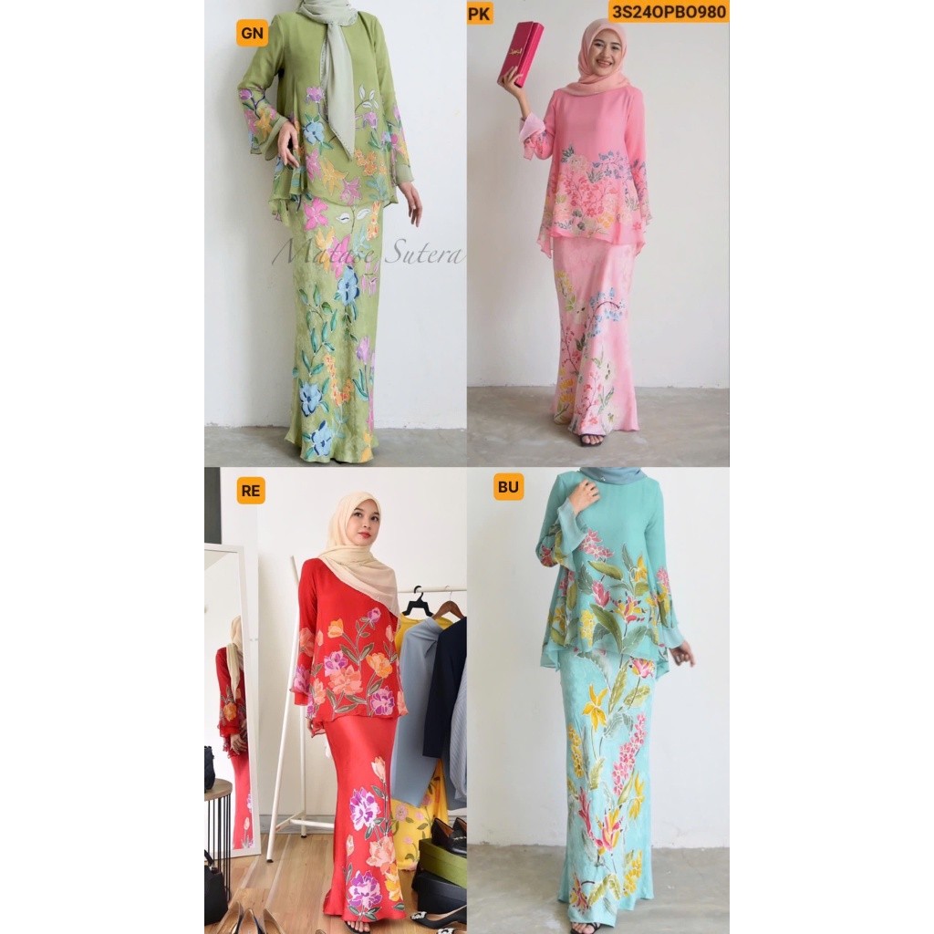 Floral Baju Kurung Moden, Baju Kurung New Arrival Modern Design Floral ...