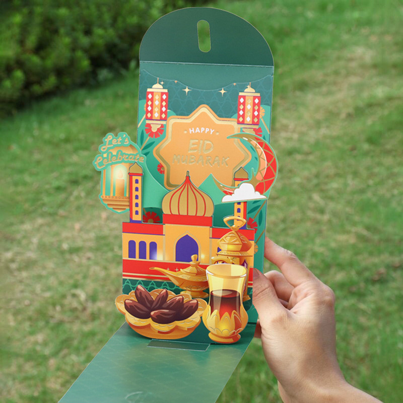 Creative 3D Pop-Up Muslim Green Packet Special-shaped Pull-out Red ...