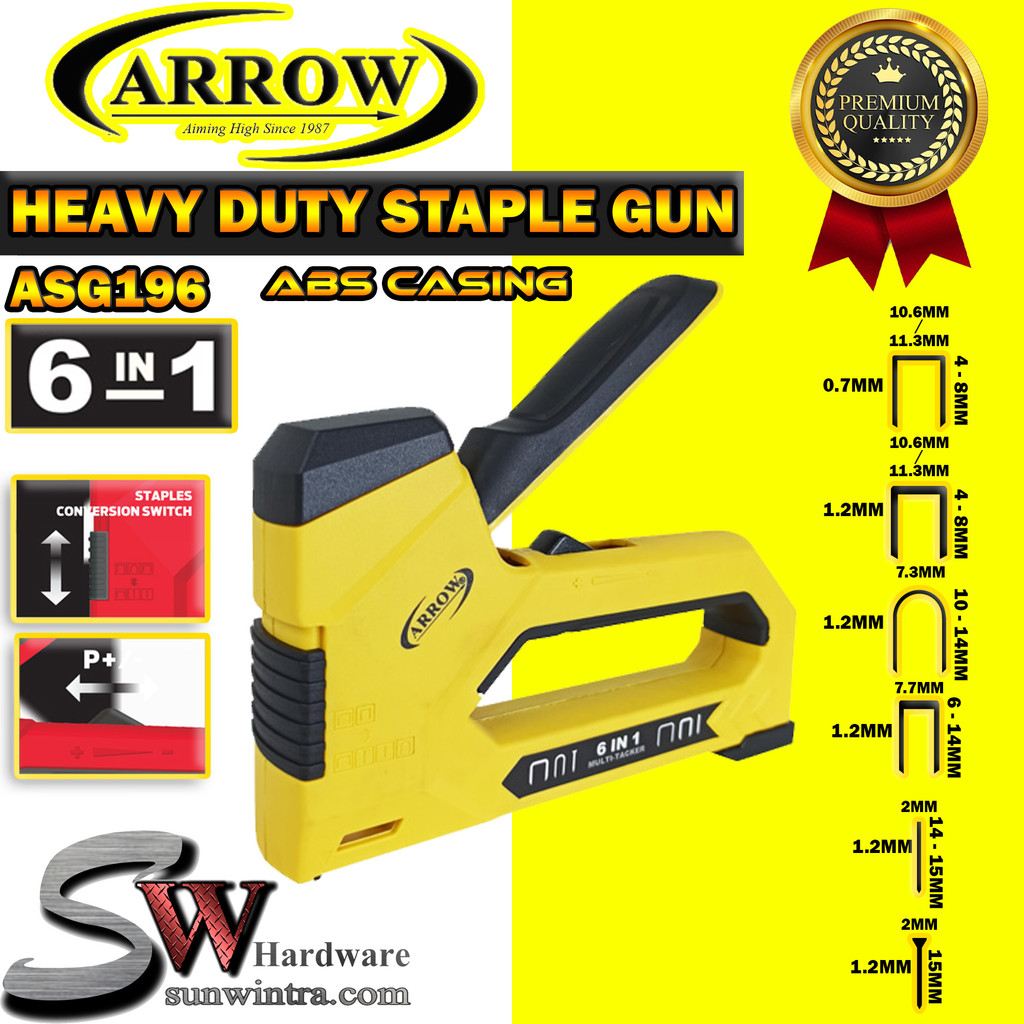 ARROW HEAVY DUTY STAPLE GUN ASG196 6 IN 1 STAPLE | Shopee Malaysia