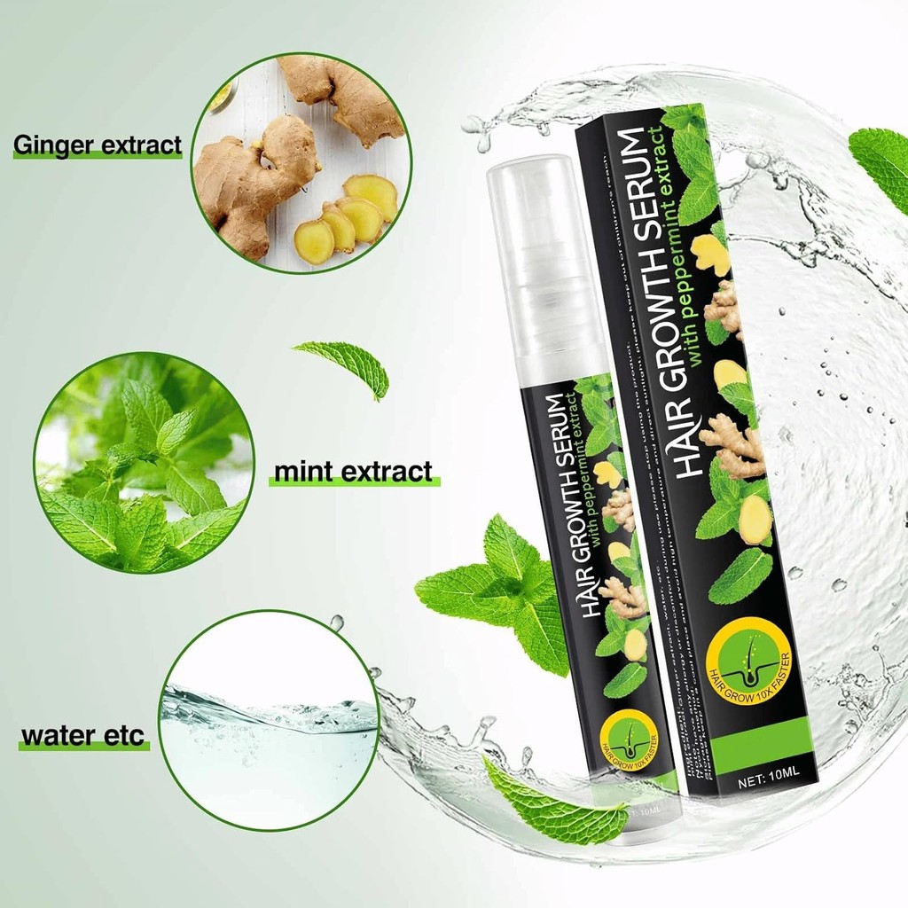 Peppermint & Ginger Hair Serum 10ml – Scalp Nourishment & Strand ...