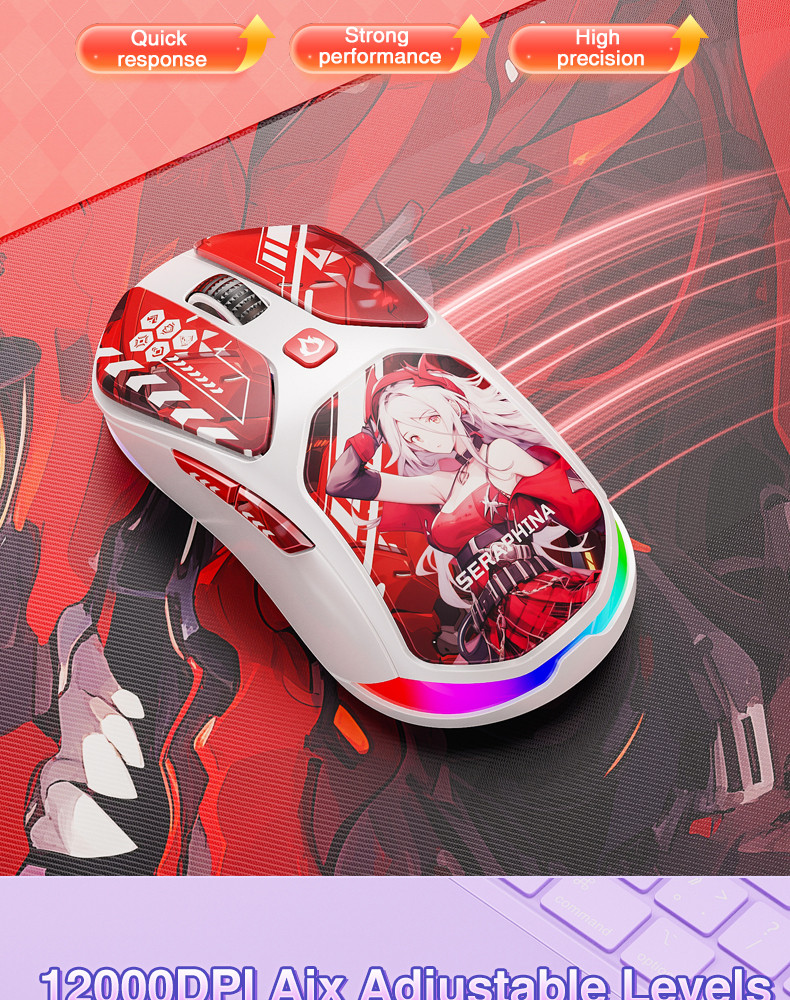 Tri-mode Wireless Anime Gaming Cosplay Mouse Bluetooth+2.4G Wireless ...