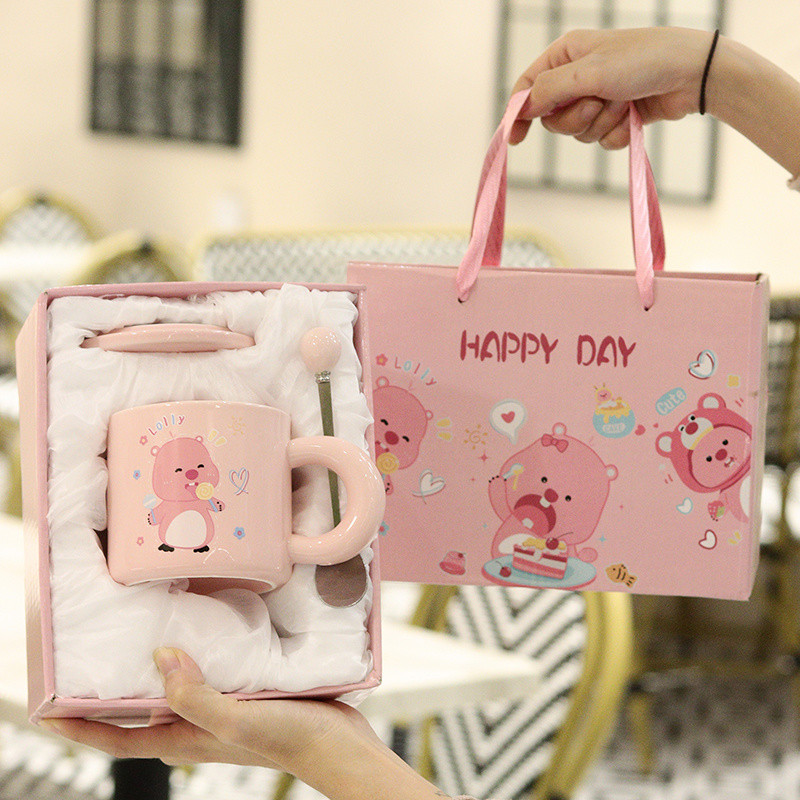 Beaver Cup with Lid Water Cup loopy Ceramic Cup Couple Birthday Girl ...