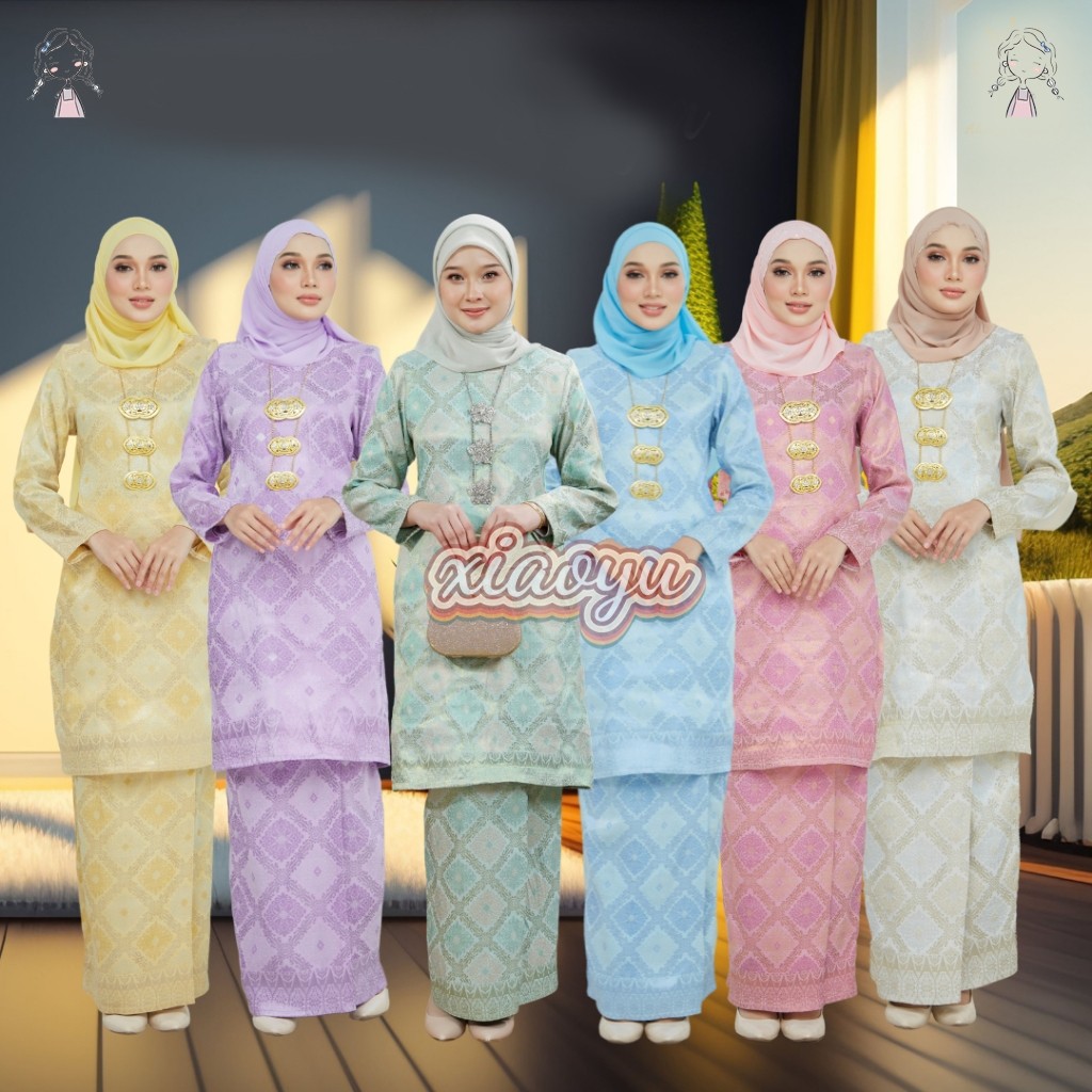 Baju Kurung Moden Raya 2024 Viral Plus Size Songket Tenun Asli ...