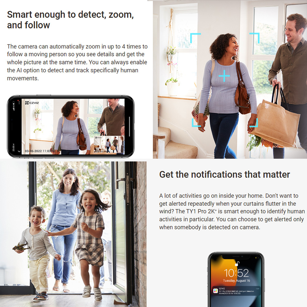 Ezviz TY1 Pro 4MP 2K 1440P Two Way Talk Motion Detection Smart Tracking ...