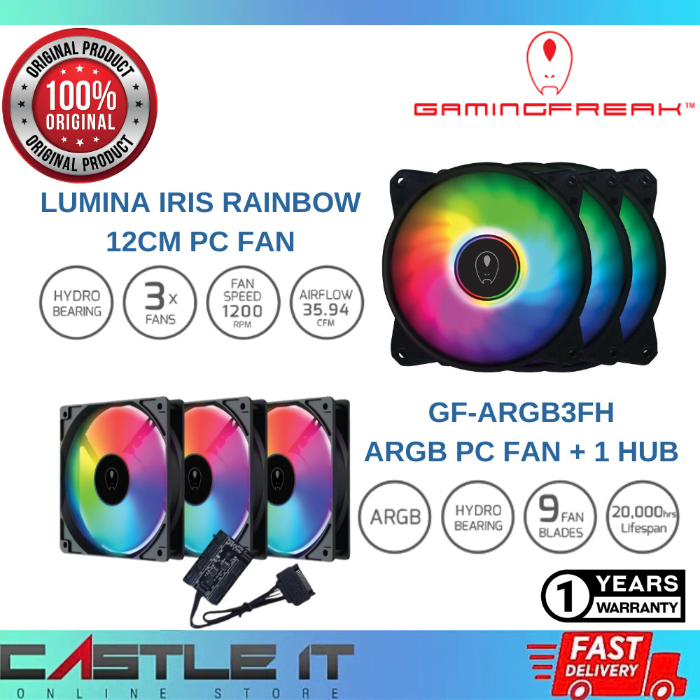 AVF Gaming Freak LUMINA IRIS RAINBOW PC 12CM ARGB LED FAN 3 in 1 ...