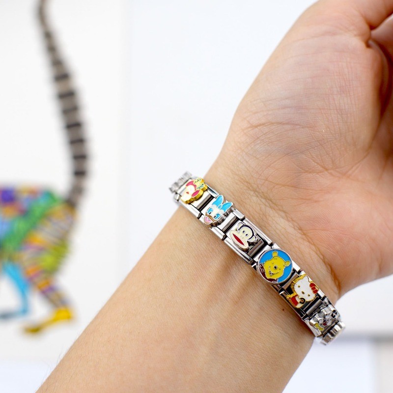 New Italian Modular Bracelet Cartoon Cat Bow Series DIY Stretch ...