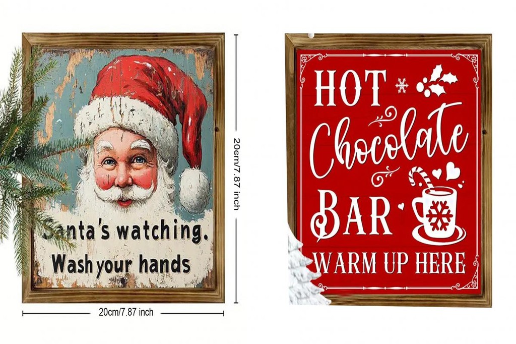 High-quality Christmas Decoration Festive Wooden Wall Plaque Santa ...