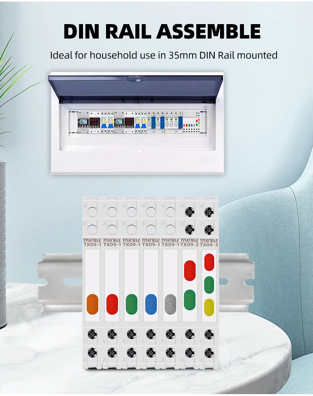 Din Rail 9mm Indicator Light AC DC 220V LED Signal Lamp Pilot Lights ...