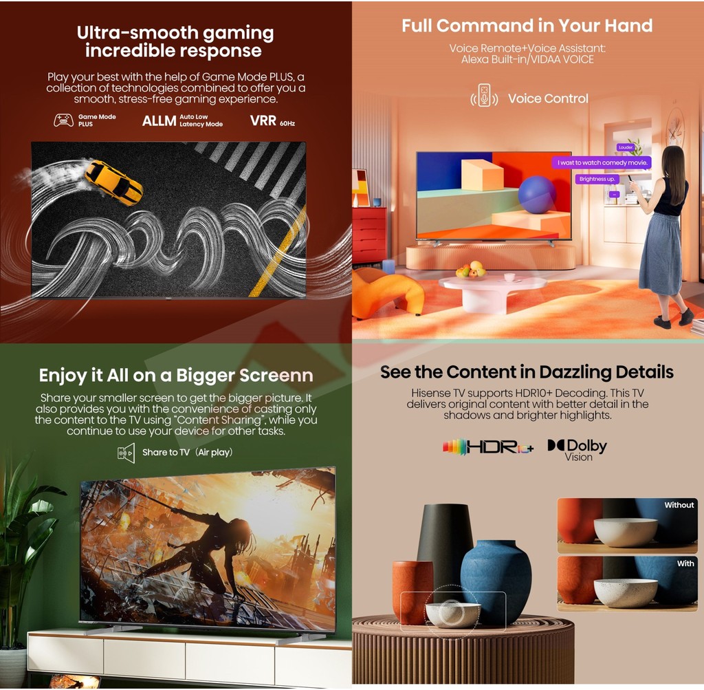 🛠️HISENSE 📺 55A6100K 55" TV Pintar LED 4K UHD dengan Dolby Vision & DTS ...