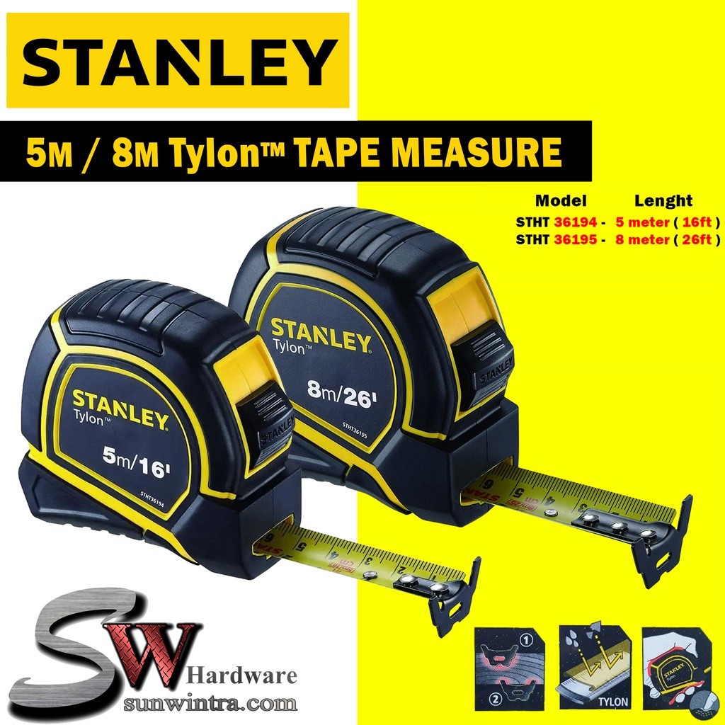 in stock STANLEY Tylon MEASUREMENT TAPE #STHT36194 5M/16ft, 361958M ...