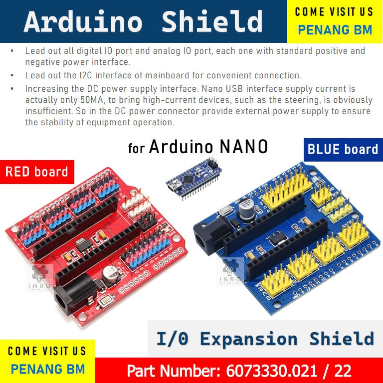 [Blue / Red] Arduino Nano IO Expansion Shield | Shopee Malaysia