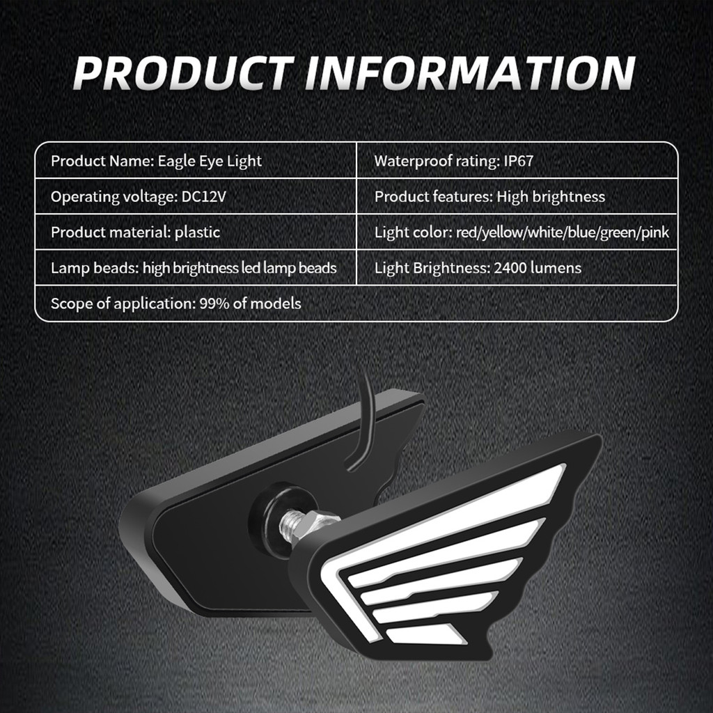 2PCS Flash Eagle Eye LED Motorcycle Angel Wings Eagle Eye Strobe ...