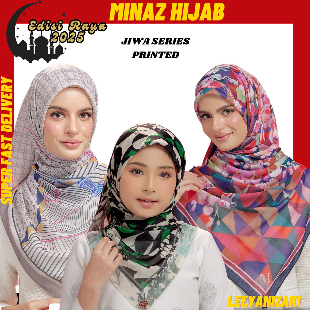 MINAZ HIJAB JIWA PRINTED SERIES PREMIUM COTTON VOILE BIDANG 45, BIDANG ...