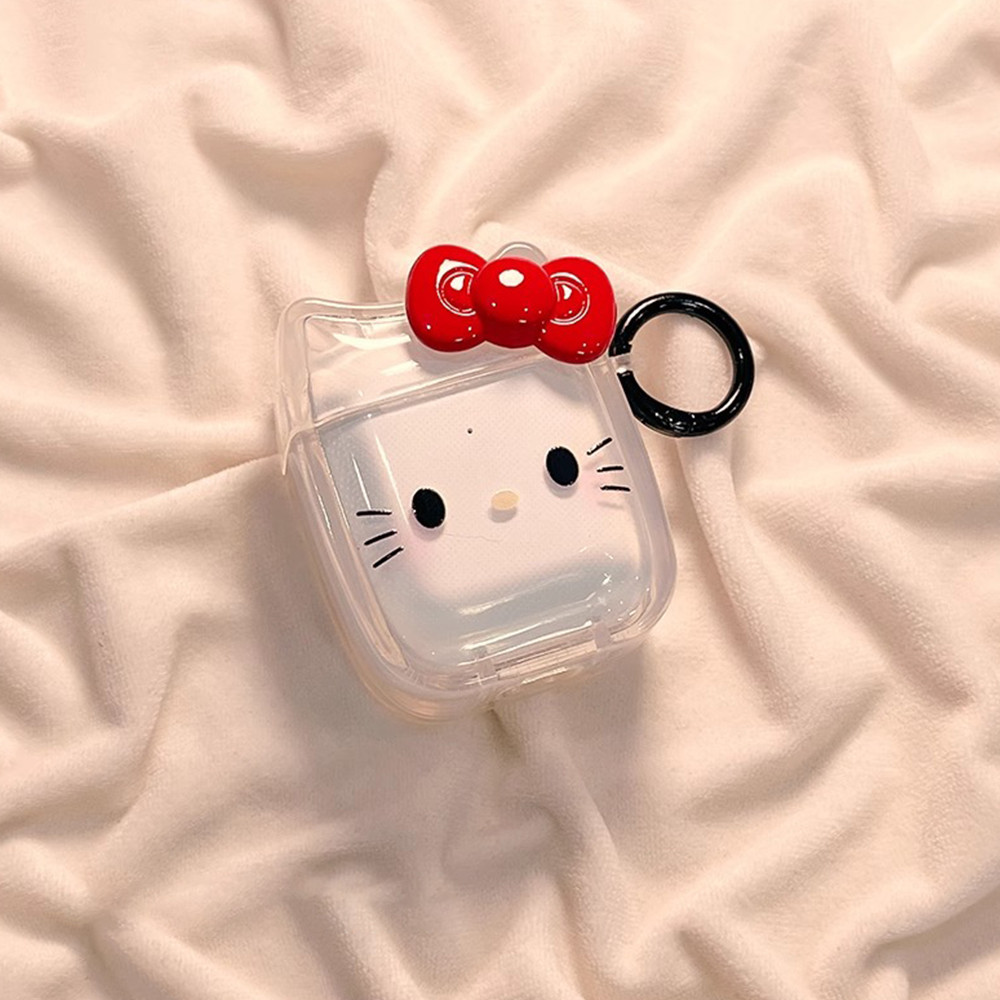 Girly Cartoon Hello Kitty Clear Earphone Case with Keyring for Airpods ...