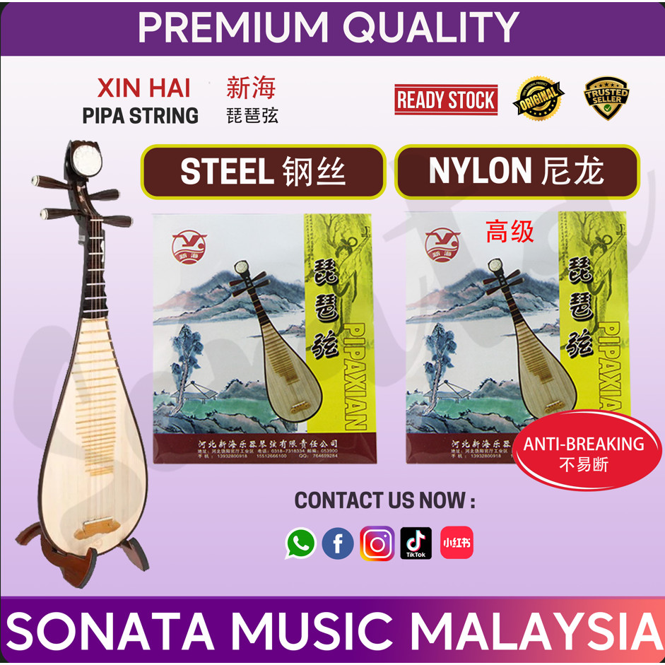 XIN HAI PIPA STRING STEEL / NYLON (ANTI-BREAKING) FULL SET 新海 琵琶 弦 钢丝 ...
