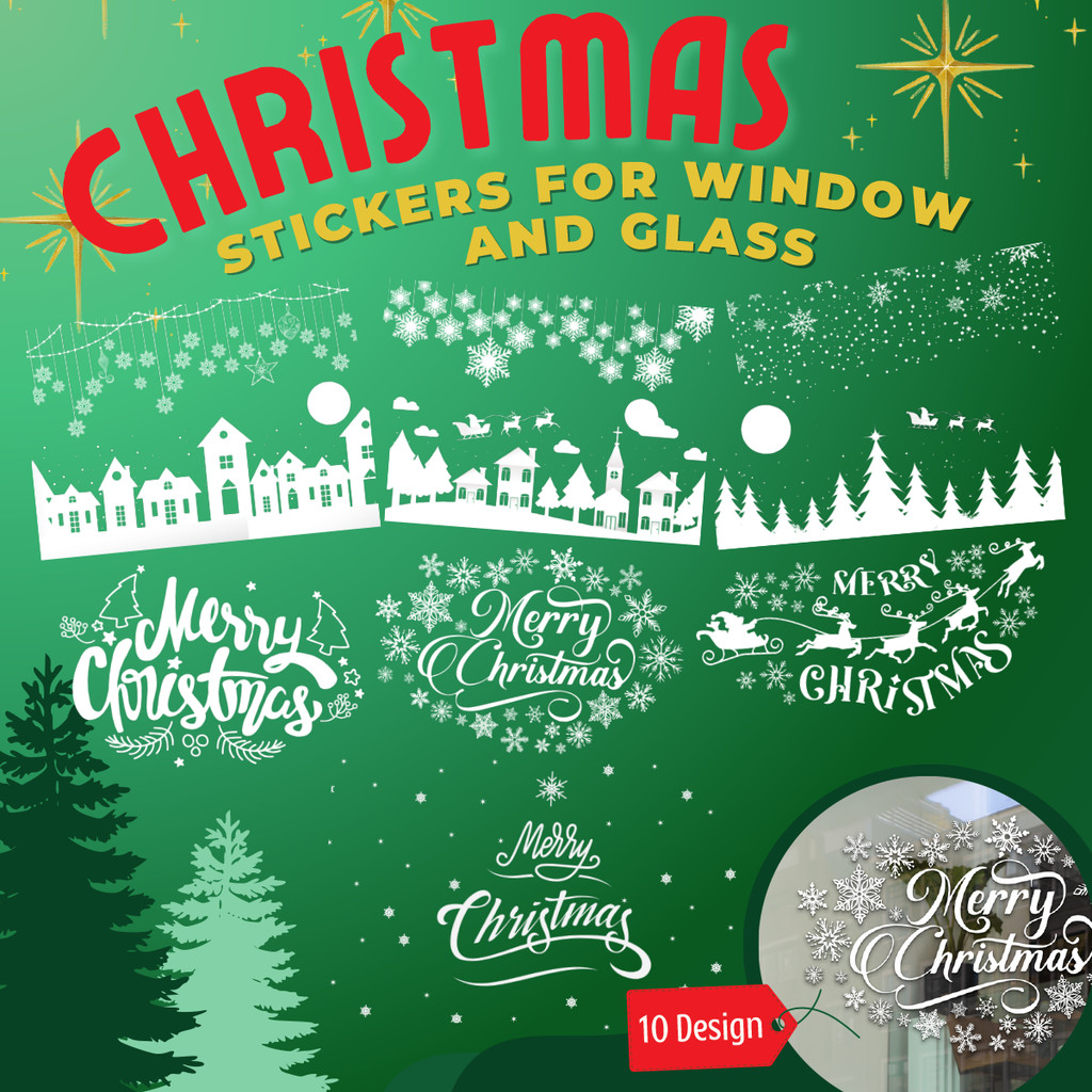 Christmas decorative sticker window display sicker glass snow ...