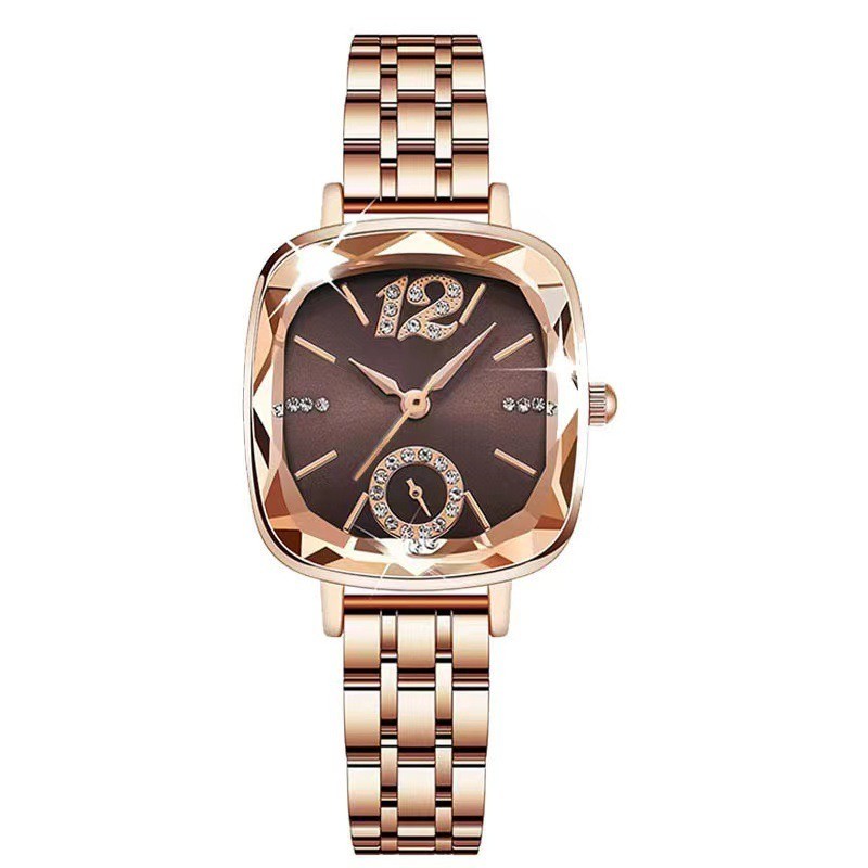 Crystal faceted square women's watch Stylish diamond-set British watch ...