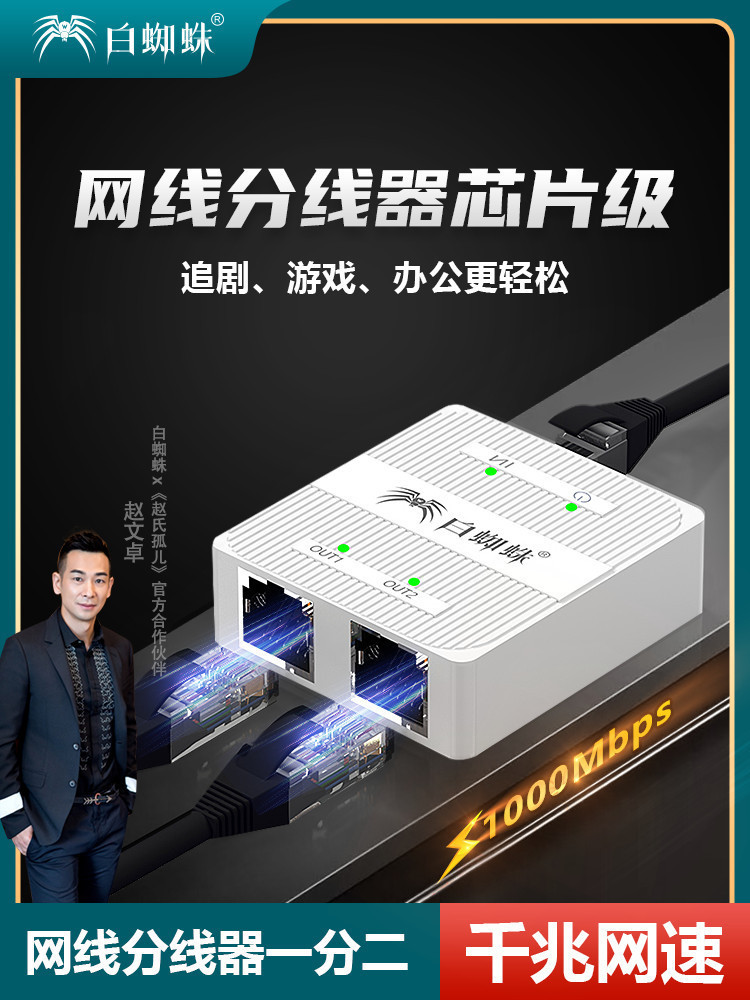 White Spider Chip Grade Gigabit Network Splitter One for Two Two ...
