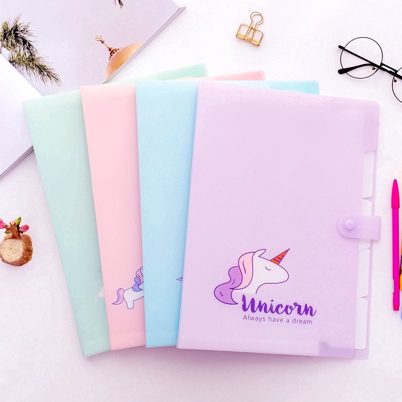 in stock Kawaii Unicorn Folder Cartoon 5-layers organizers Large ...