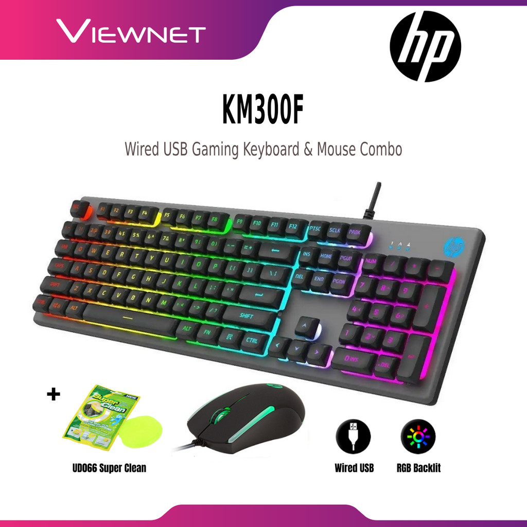 HP KM300F WIRED USB GAMING KEYBOARD AND MOUSE COMBO WITH LED BACKLIGHT ...