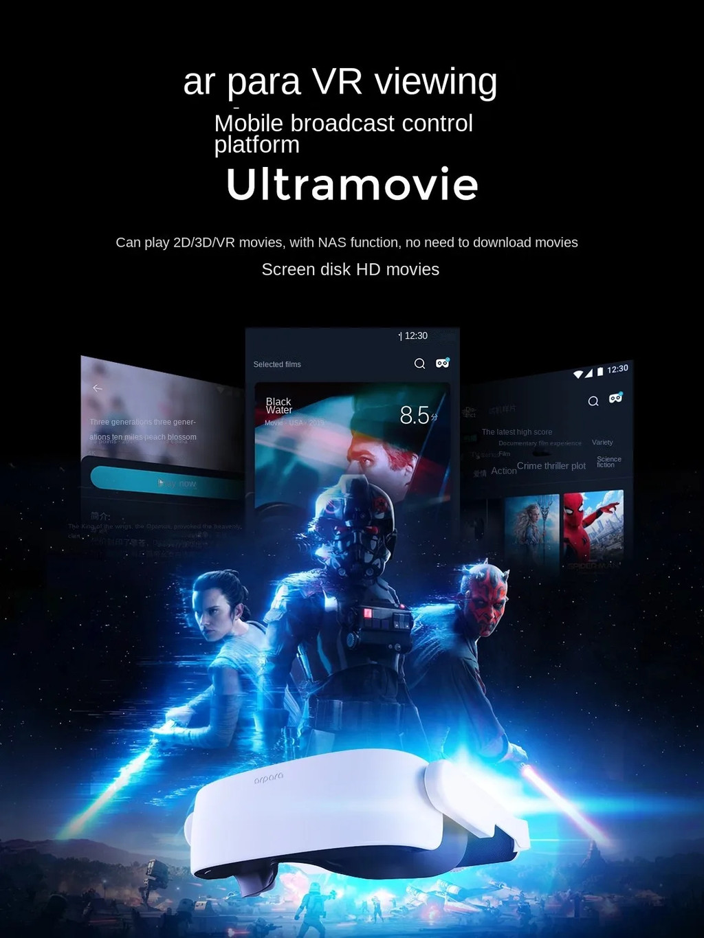 Arpara 5K VR Smart Glasses VR HMD 120hz Double Micro-OLED Display 3D IMAX Immersive 5K 4K UHD ...