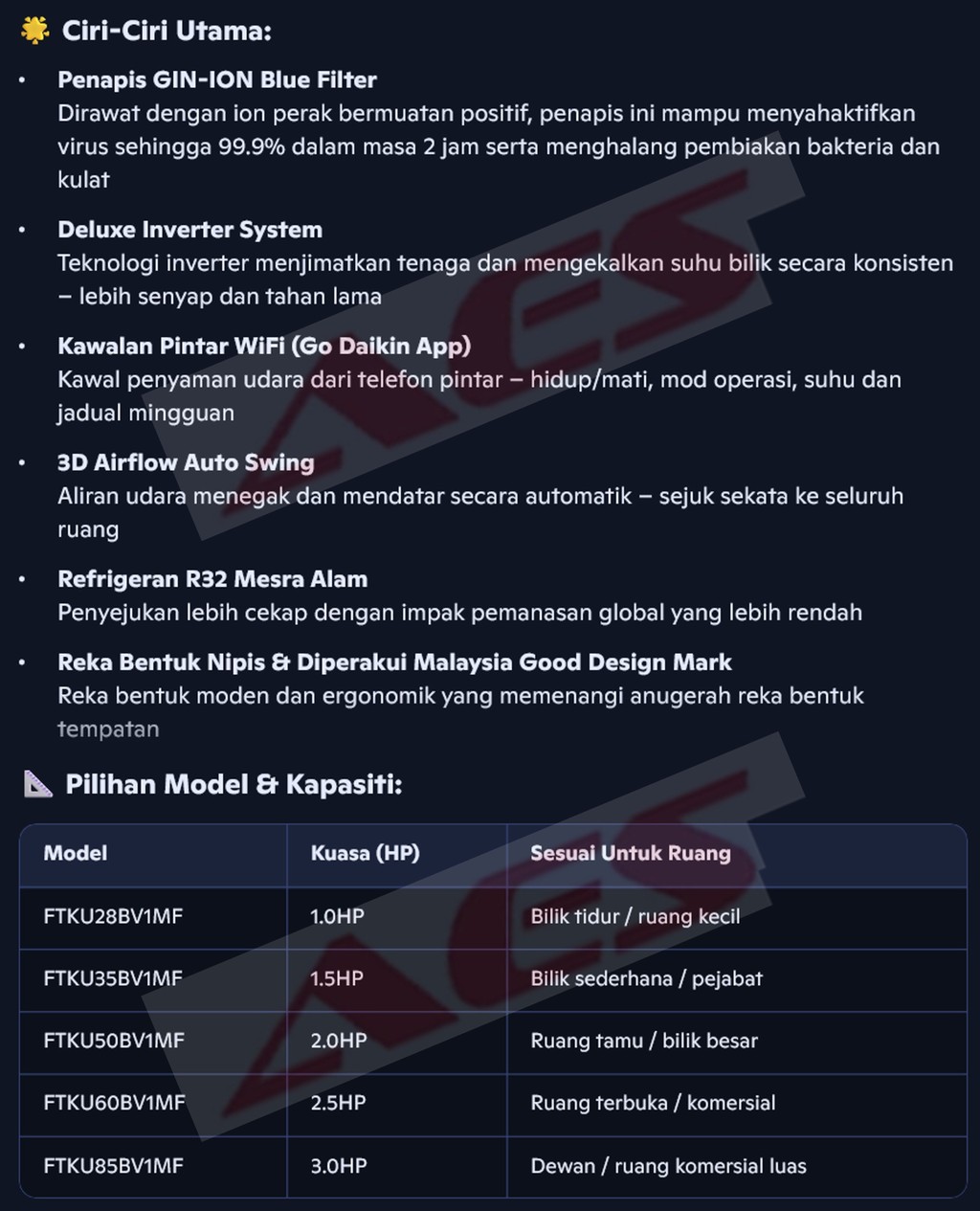 DAIKIN ️ FTKU 5⭐ 3.0HP 2.5HP 2.0HP 1.5HP 1.0HP Penyaman Udara Inverter ...