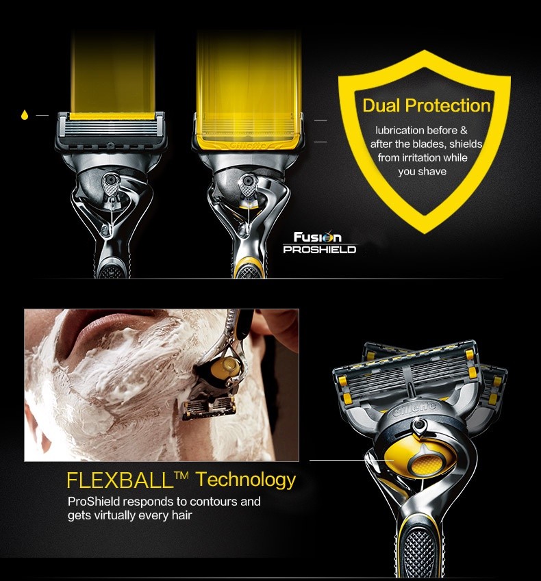 Original Gillette Fusion ProShield Razor Blades FlexBall Brand Shaving ...