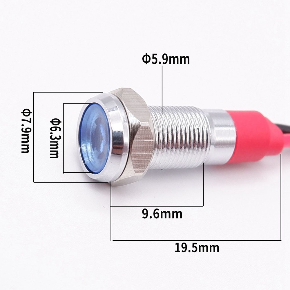 5pcs 6mm Metal Indicator Light LED Warning Signal Lamp Pilot With Wire ...
