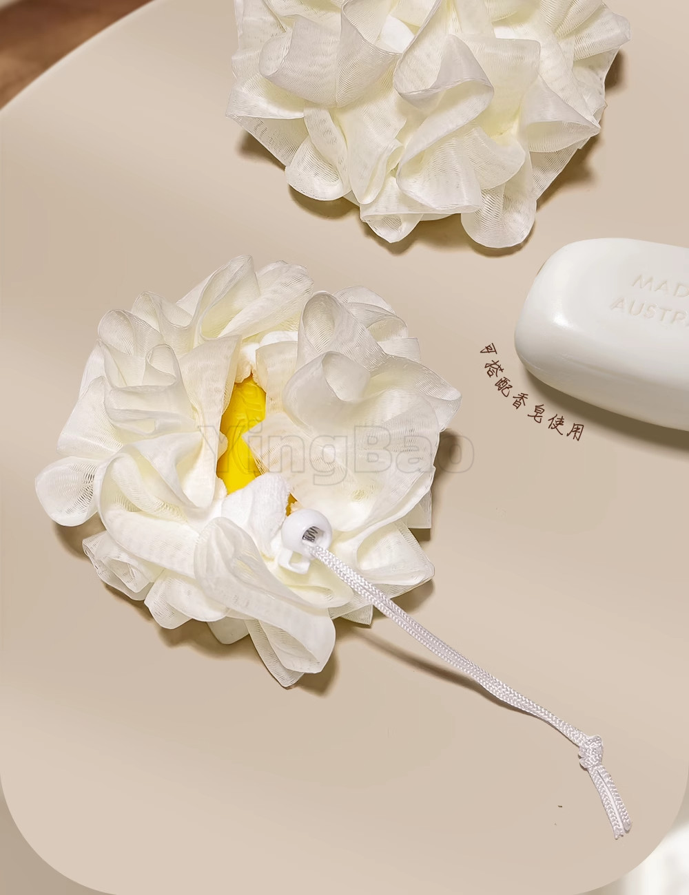 2 in 1 Washcloth Loofah Combo Bath Loofah Sponge with Drawstring ...