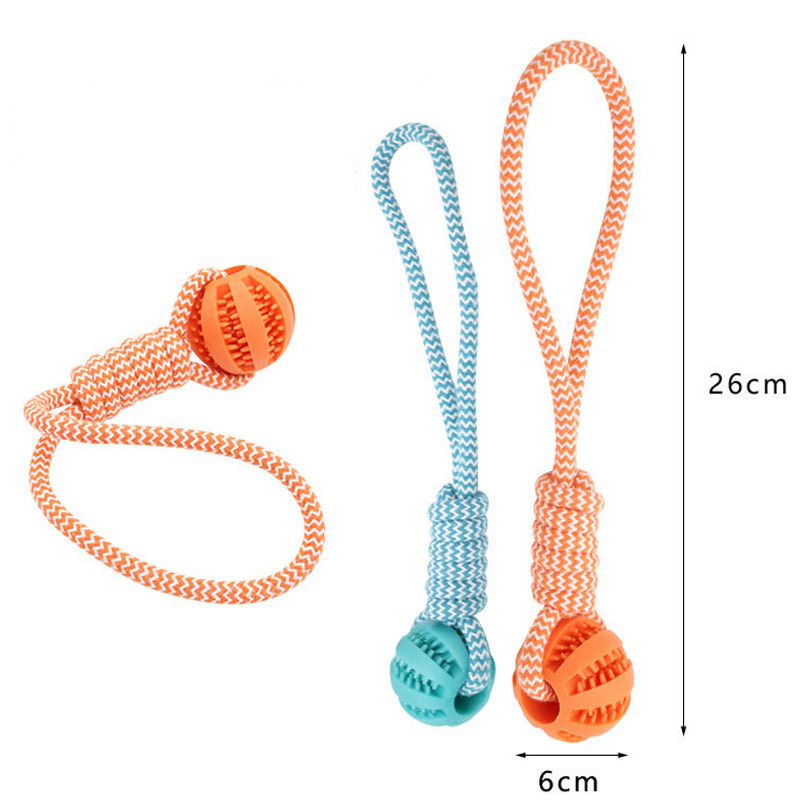 Pet Rubber Leaking Balls Toy Dog Treat Ball with Rope Puppy Chewing ...