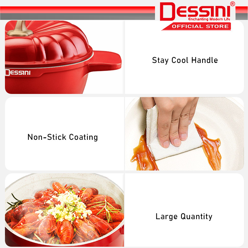 DESSINI ITALY SPP-20 Casserole Induction Die Cast Aluminium Non Stick ...