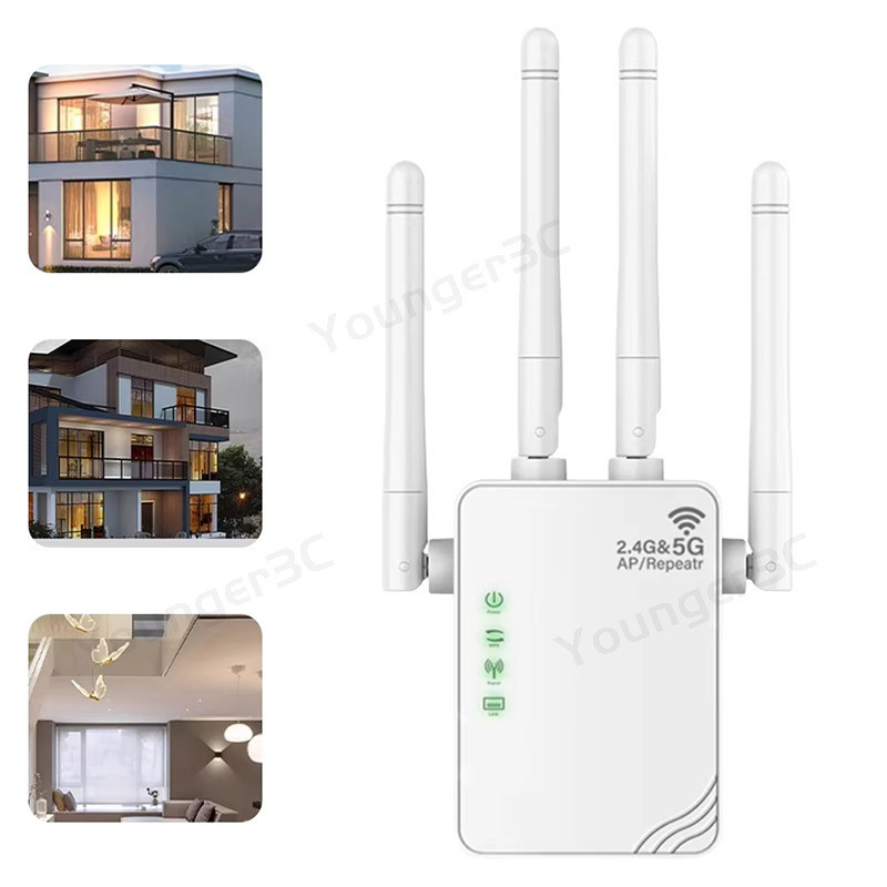 360°Full Coverage 1200Mbps WiFi Repeater With Wan/Lan Port,2.4G&5G Dual Band Wireless Signal ...