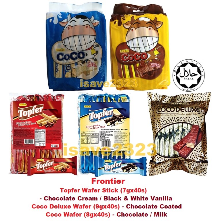 Frontier Coco Deluxe Choco Coated Wafer (9gx40pcs) / Topfer Wafer Stick ...