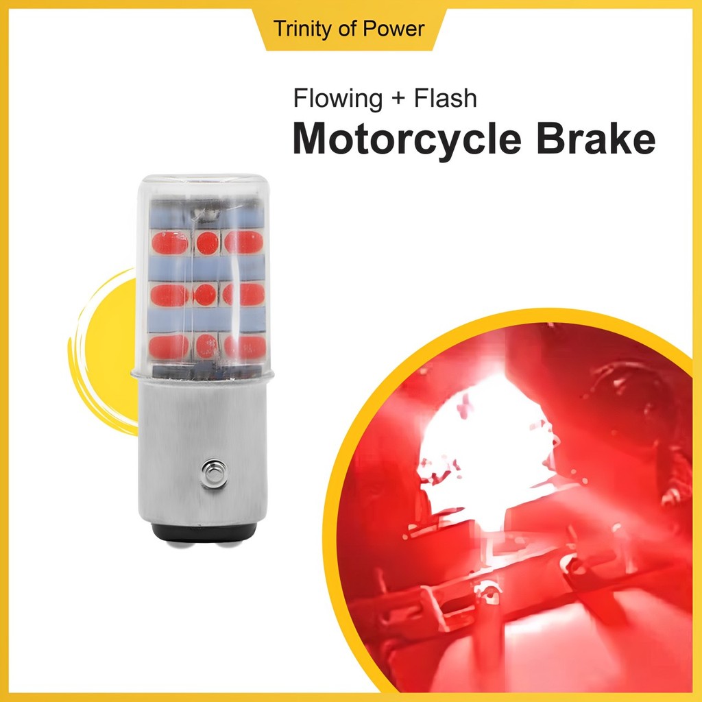 1PC 21LED Motorcycle Brake Light 1157/P21-5W Dual Mode Flowing + Strobe ...