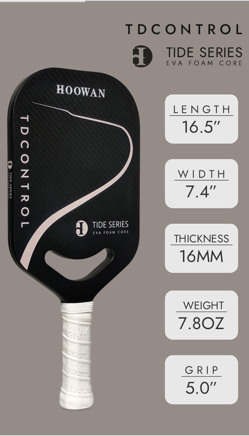 HOOWAN TDCONTROL16MM Pickleball Paddle T700 Carbon Fiber 3K Pickle Ball ...