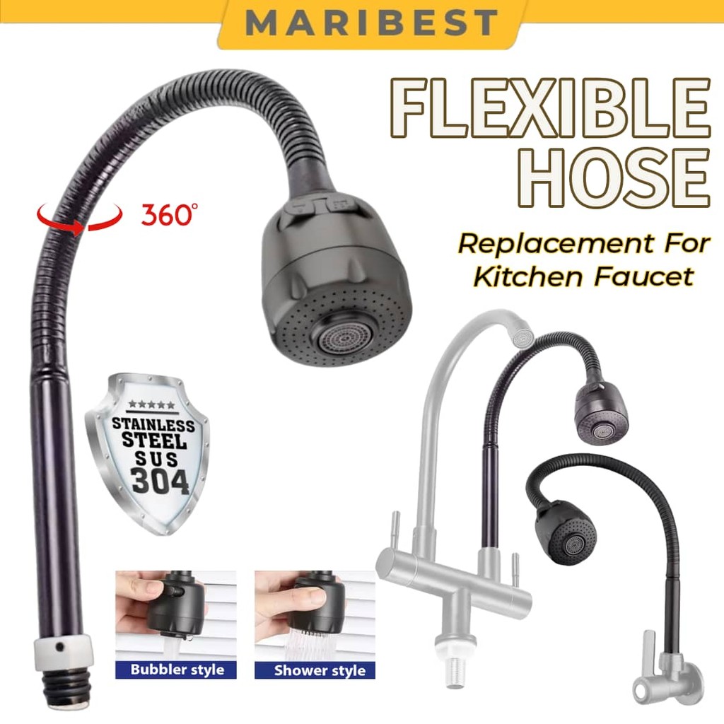 SUS304 Stainless Steel Flexible 360° Rotating Tube Faucet Replacement ...
