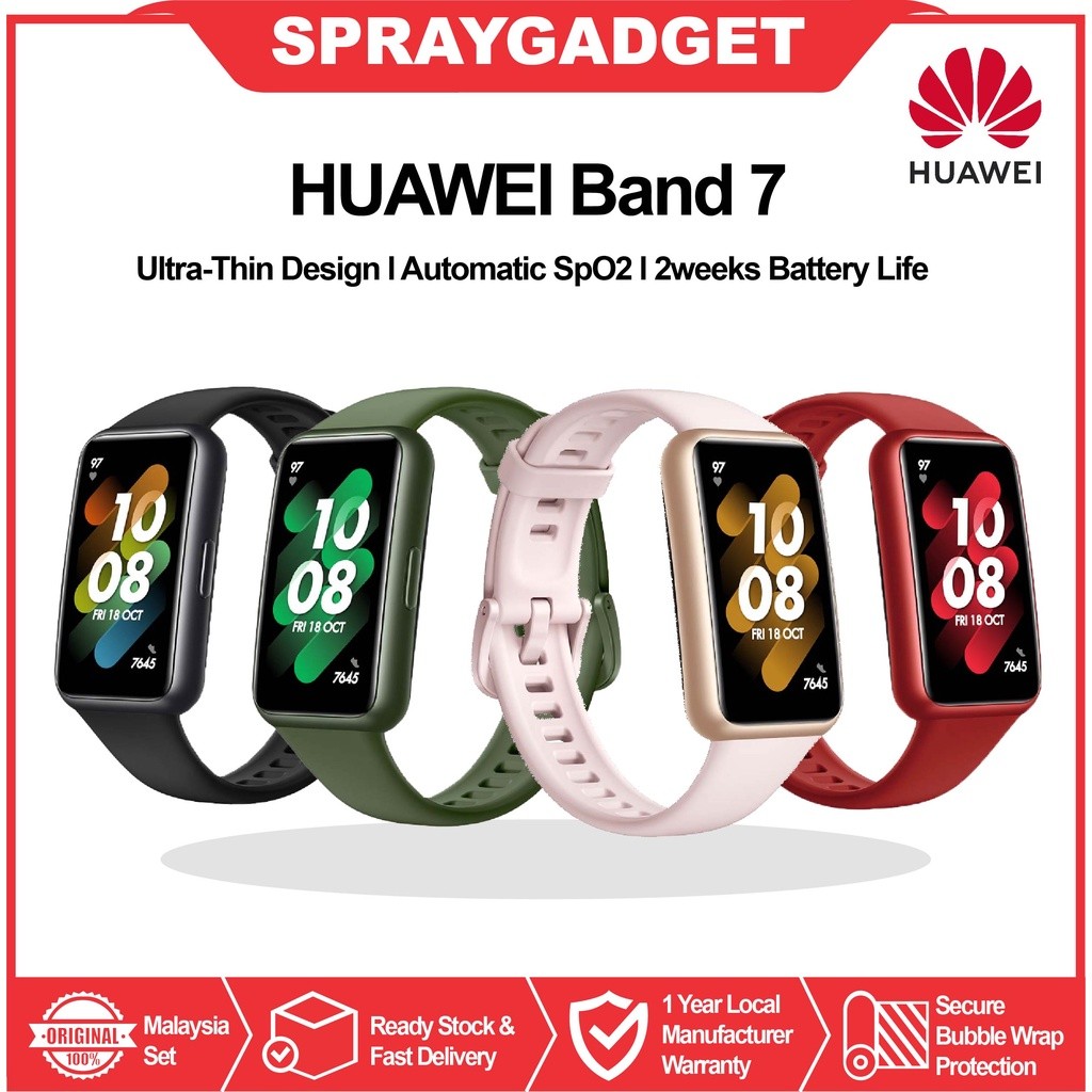 in stock HUAWEI Band 7 Ultra-Thin Design | Automatic SpO2 | 2-week ...