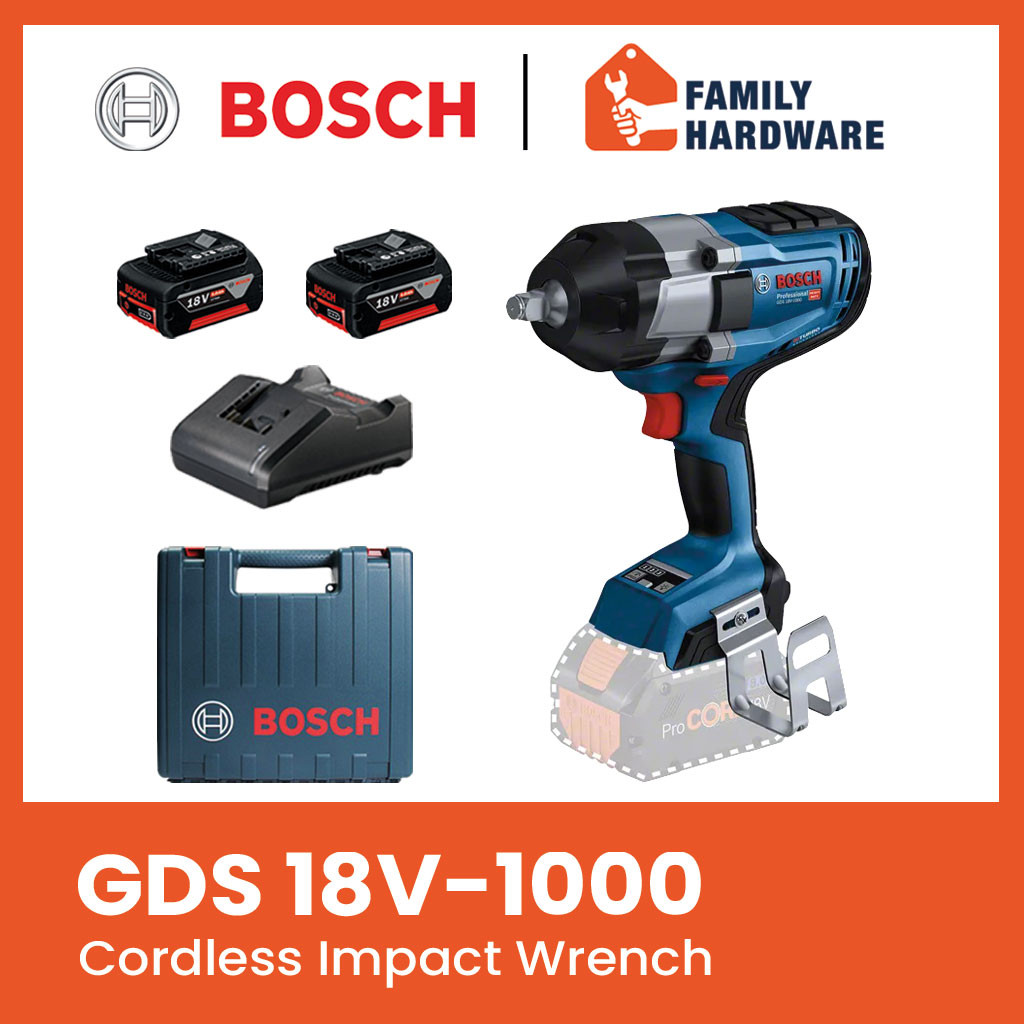 BOSCH GDS 18V-1000 Professional Cordless Impact Wrench 18V 1/2" High Torque BITURBO 1000NM ...