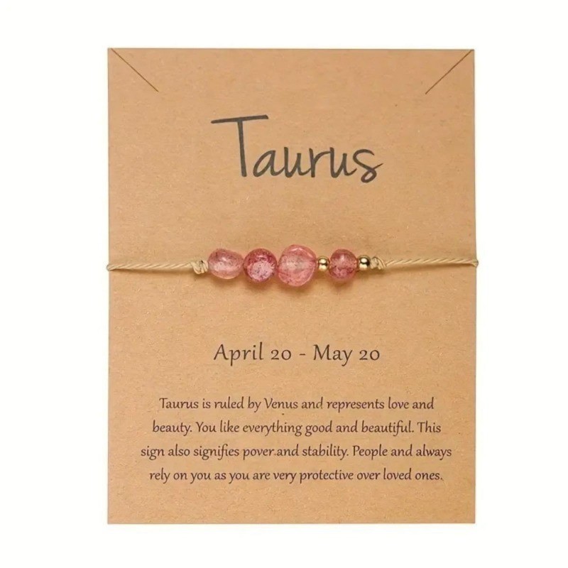 12 Constellations Natural Stone Braided Rope Bracelet Handmade Woven ...