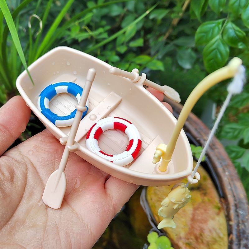 Simulation Boat Floating Fish Tank Decorations Cute Kitten and ...