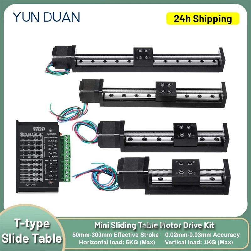 X Y Z Axis Motorized Slide Table T-type Linear Guide Rail Stage CNC ...
